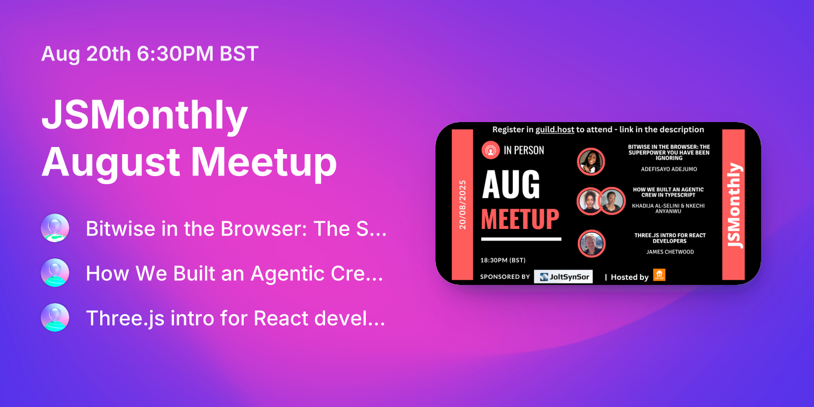 JSMonthly August Meetup | Guild