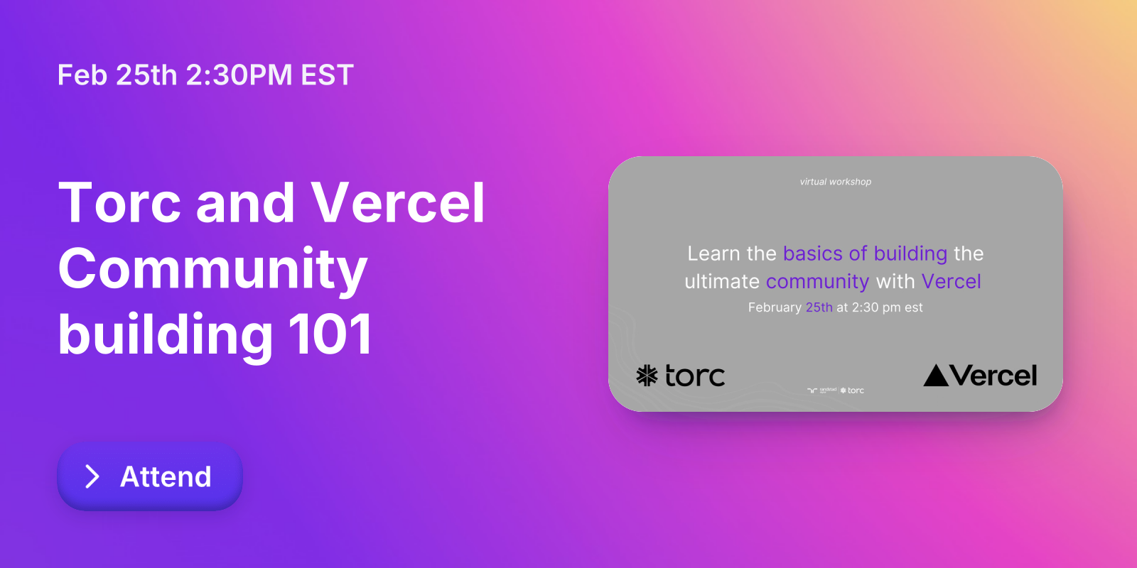 Torc and Vercel Community building 101 | Guild